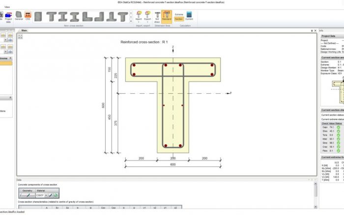 Reinforced T section – IDEA StatiCa
